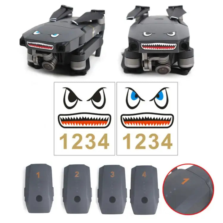 3 Sets Drone Shark Emoticon Body Sticker Battery Sticker – ActionKing